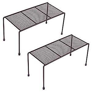 SIBAO Mesh Kitchen Shelves, Cabinet Organization Mini Storage Shelf,Set of 2 (Bronze)