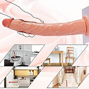 Realistic Big Dildo with Small Glans, Strong Suction Cup for Hands-Free Play, Body-Safe Material Lifelike Flexible Anal Sex Toy for Women Masturbation, 13.4"
