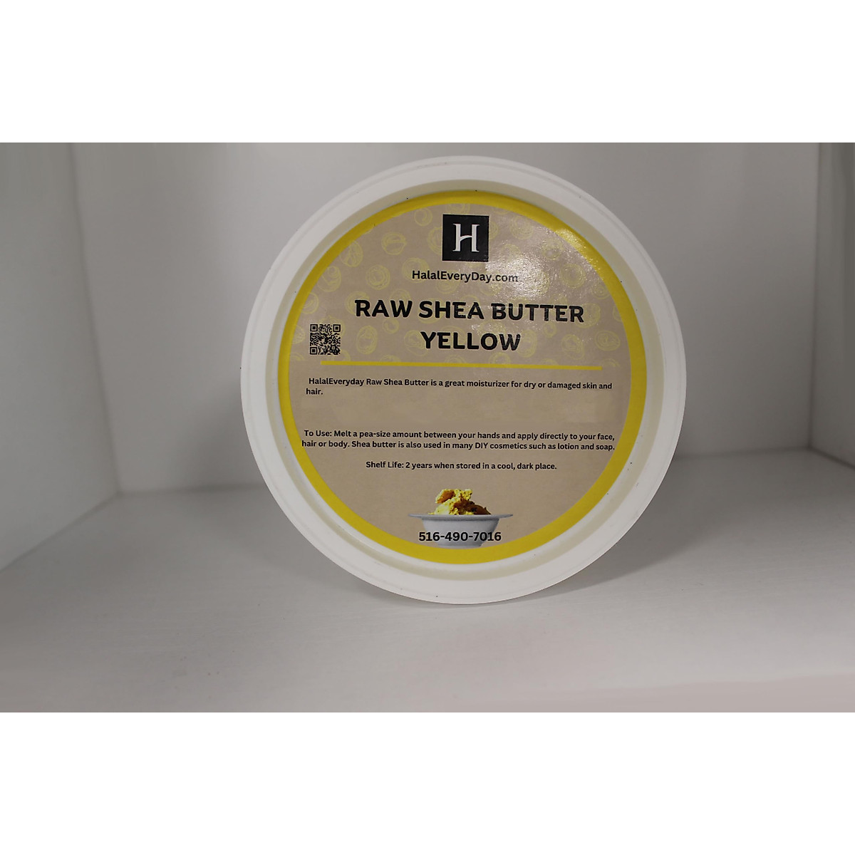 HalalEveryDay Raw Unrefined Grade A Soft and Smooth Yellow African Shea Butter from Ghana - Amazing quality and consistency - comes in a 16 oz Jar - Total weight approximately 14 oz