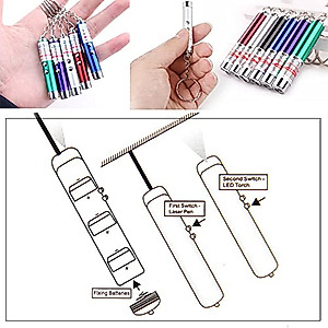 CHUQIANTONG 6PCS Cat Toy Mini Red Laser Pointer Cat Dog Interactive Training Tools White LED Torch Light with Keychain