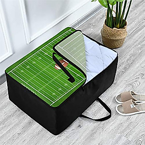 N/ A Underbed Large Capacity Storage Bag - Football Field Green Quilt Clothes Organizer Decoration Luggage Zipper Moving Tote