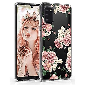 Compatible with Samsung Galaxy A02s Transparent Floral Case Flower Design Soft Clear Flexible TPU Cover for Girls Women Shockproof Slim Fit TPU Protective Case Cover for Samsung A02s