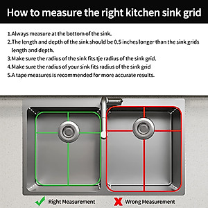 2Pack Stainless Steel Kitchen Sink Grid,13.2" x 11.6" x 1.2" Sink Protectors With Rear Drain Hole,Sink Rack for Bottom of Sink, Anti-rust Metal Sink Bottom Grid With 2Pack Sink Strainers