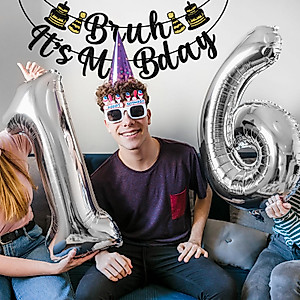 Bruh It's My Bday Banner, Funny Birthday Banner, Teen Boy Birthday Decorations, Bruh Birthday Decorations, Gold and Black Birthday Party Decor