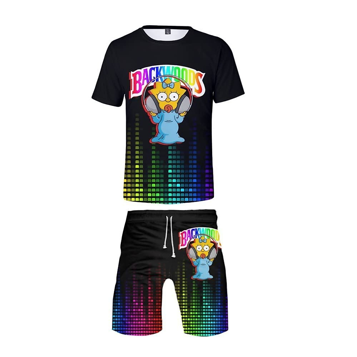 FEIRUIJI Backwoods Shirt and Shorts Casual Backwoods Tshirt and Pants Sets Tracksuits Beach Pants Swim Trunks Suit for Men