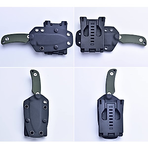 JPCRMOV Hunting knife Survival EDC for Men, 5.87" Compact Fixed Blade Knife Full Tang with kydex sheath Vertical/Horizontal, Camping Neck Knife, 440C Steel, G10 Handle Green