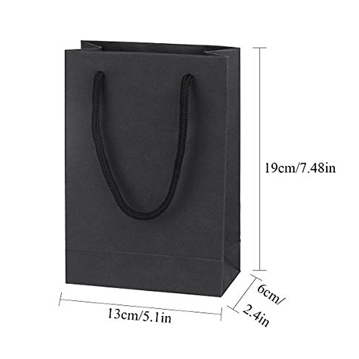 driew Black Bags for Gifts, Small Gift Bags 30 Pack Paper Gift Bags with Cotton Handle Black Gift Bags with Handle 5x2x7.5 inches Small Size