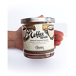Coffee Scented Natural Soy Candle, Essential Fragrance Oils, 100% Soy, Phthalate & Paraben Free, Clean Burning, 9 Oz.
