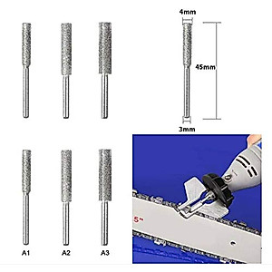 Chiloskit 12pcs 1/8 Shank Polishing Chainsaw Grinding Head Sharpener Burr Stone File Saw Tools 4/4.8/5.5MM (Diamond)