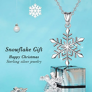 EUDORA Sterling Silver Snowflake Pendant Necklace Elegant Snow Gift for Women, 18" Rolo Chain
