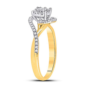 The Diamond Deal 10kt Yellow Gold Womens Round Diamond Solitaire Swirl Bridal Wedding Engagement Ring 1/5 Cttw