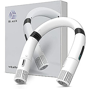 Blast Auxiliary by Blaux Neck Fans for Women - Portable Neck Fan with 18 Hour Rechargeable Battery | 120° Rotatable Bladeless Neck Fan | Three-Speed Neck Cooler | Wireless Personal Fans For Your Neck