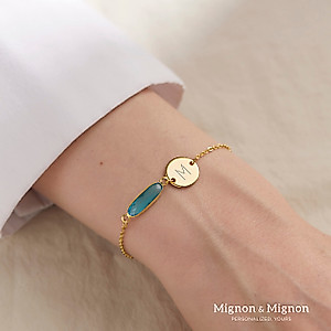 MignonandMignon Personalized Initial Birthstone Bracelet Friendship Birthday Gift For Her Gold Jewelry - 2HCBR-LBS