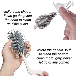 Silicone Bottle Brush Cleaner, Soft Silicone Baby Bottle Brush for Cleaning Water Bottles, Baby Bottles, Glasses Cups, Wine Glass, Food Jars (Pink)