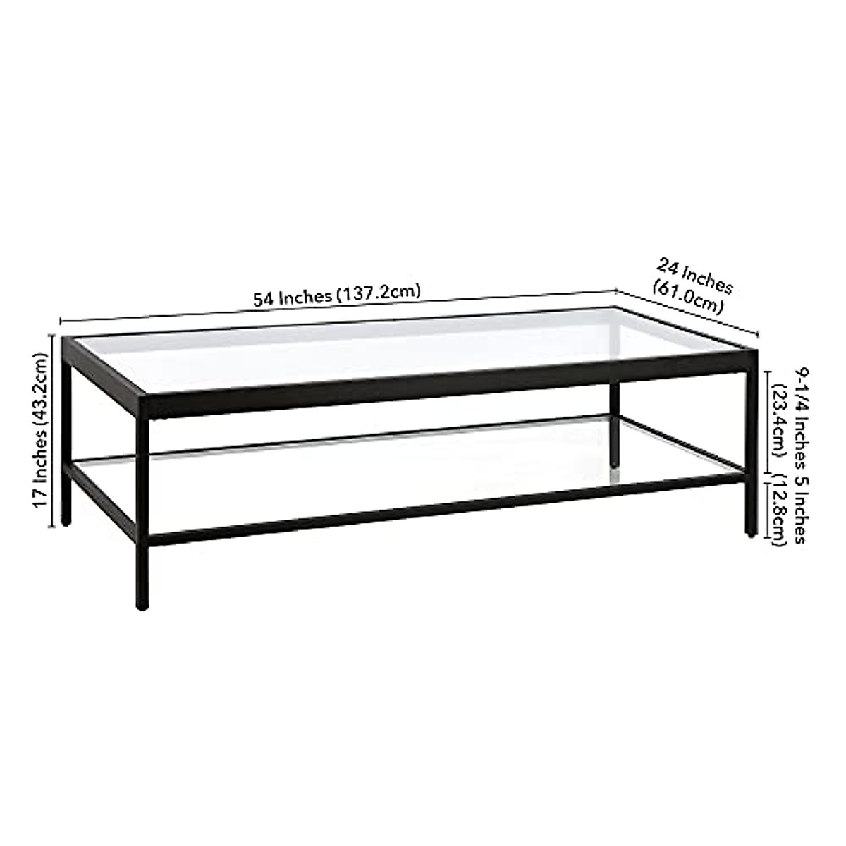 Henn&Hart 54" Wide Rectangular Rectangular Coffee Table in Blackened Bronze, Modern Rectangular Coffee Tables for living room, studio apartment essentials