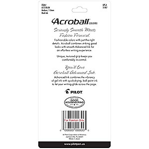 PILOT Acroball Colors Advanced Ink Refillable & Retractable Ball Point Pens, Medium Point, Black Ink, 5-Pack (31807)