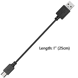 Geekria Micro-USB Headphones Short Charger Cable, Compatible with Audio-Technica ATH-SR30BT ATH-SR6BT ATH-G1WL ATH-DSR7BT Charger, USB to Micro-USB Replacement Power Charging Cord (1 ft / 25 cm)