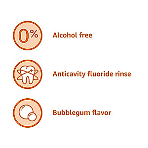 Amazon Basics Kids Anticavity Fluoride Rinse, Alcohol Free, Bubble Gum, 500mL, 16.9 Fluid Ounces, 1-Pack (Previously Solimo)