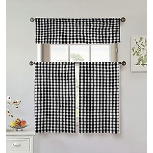 Home Maison Umid Kitchen Curtains, Black