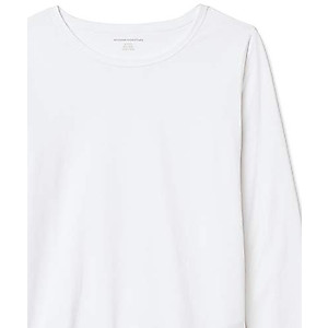 Amazon Essentials Women's Classic-Fit 100% Cotton Long-Sleeve Crewneck T-Shirt, White, Medium