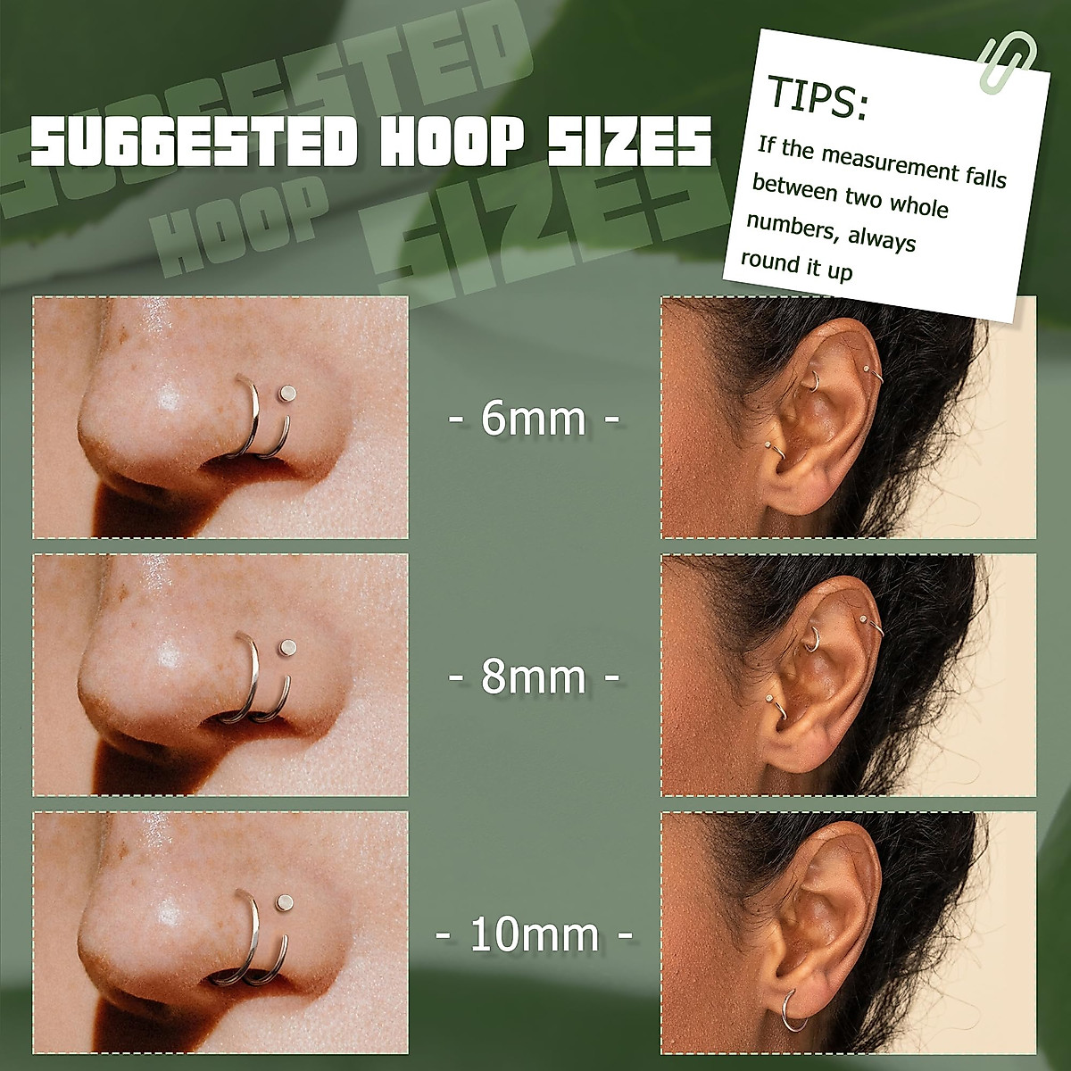 MILACOLATO 18pcs 22G 316L Surgical Steel C-shape Nose Hoop for Men Women Flat Disc Thin Nose Ring Cartilage Tragus Ear Piercing Set Colorful