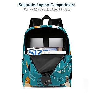 YCGRE Cat School Backpack, Lightweight Cute Kids Backpack Classic Bookbag Cool Daypack for Teen Boys Girls High School Student, 17 Inch