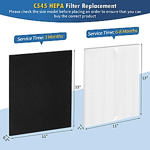 DerBlue 2 Pack C545 True HEPA Filter & 8 Pcs Carbon Pre-Filters Replacement Filter S for Winix C545, True HEPA Filter and Activated Carbon Filter, Part Number 1712-0096-00