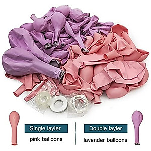 Purple Pink Balloon Double Stuffed Lavender Balloon Garland Latex Pastel Light Pink Lilac Balloons Arch Kit for Bridal Baby Shower Wedding Birthday Butterfly Fairy Flower Theme Party Decoration