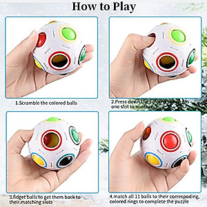 DPTOYZ Magic Rainbow Puzzle Ball Fidget Ball, Speed Cube Ball Fun Stress Reliever Magic Ball Brain Teaser Fidget Toys for Boys and Girls - Christmas Stocking Stuffers for Kids Teen & Adults