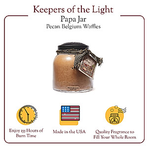 A Cheerful Giver — Pecan Belgium Waffles - 34oz Papa Scented Candle Jar with Lid - Keepers of the Light - 155 Hours of Burn Time, Gift for Women, Brown