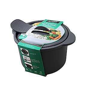 Dependable Industries Inc. Essentials Multi Use Microwave Rice and Grain Cooker Vegetable Steamer with Mixing Serving Paddle and Measuring Cup BPA Free 2.7L