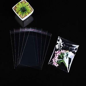 Lovshine 300 Pcs 2.76X3.94"Self Sealing Clear Bags Self-Adhesive Sealing Bags OPP Plastic Bags for Jewelry Earrings Candies Bakery Cookies