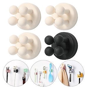 iBetterLife Razor Holder for Shower Hooks – 4Pcs Self Adhesive Wall Mounted Single Hook for Hanging Toothbrush, Functional Waterproof Utility Plug Holder for Bathroom Kitchen Living Room Office