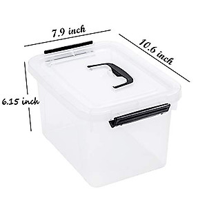 5-Pack Clear Storage Latch Box/Bins with Lid, 8 Litre Stackable Plastic Storage with Handle (8.5 Quart)