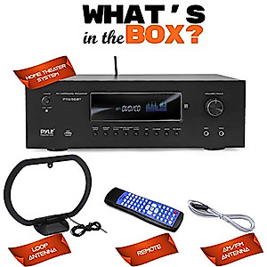 Pyle 1000W Bluetooth Home Theater Receiver - 5.2-Ch Surround Sound Stereo Amplifier System with 4K Ultra HD, 3D Video & Blu-Ray Video Pass-Through Supports, MP3/USB/AM/FM Radio - Pyle PT696BT,Black