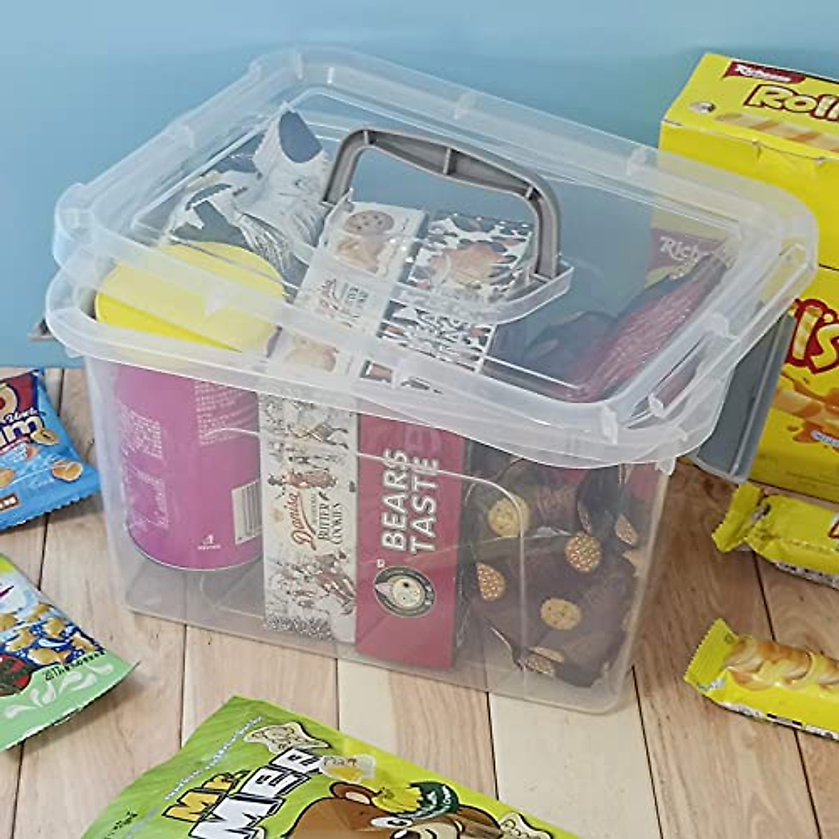 Leendines 5 Quart Storage Box with Lid, 6 Packs Small Plastic Box Tote Bin