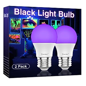 Onforu 15W LED Black Light Bulbs, A19 E26 120W Equivalent Blacklight Bulb for Glow in The Dark, Halloween Lights, 120V, Level 385-400nm, Blacklight Party, Body Paint, Fluorescent Poster