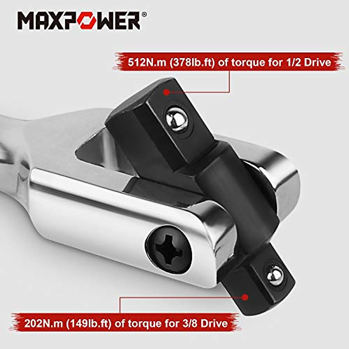 MAXPOWER 15-inch Breaker Bar 1/2 drive and 3/8 drive Flex Handle