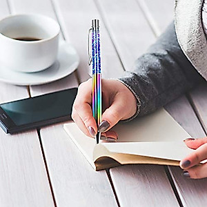 4 Pcs Colorful Metal Ballpoint Pen, Huhoo Unique Metal Bling Dynamic Liquid Sand Pen with Black Ink Office Supplie Gifts Pens for Christmas Engagement Wedding Birthday Mother Day