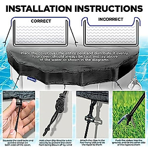 8 ft Pool Cover for Above Ground Pools, Solar Pool Cover with Drawstring Design, Round Pool Cover, Winter Swimming Pool Cover, Hot Tub Cover, Absorbs Heat, Protects from Debris, Black