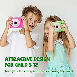 seanme Kids Selfie Camera with 32GB Card, 40MP & 1080P HD Kids Digital Camera Toys for 3-8 Year olds, Birthday & Christmas Gifts for 3 4 5 6 7 8 9 10 Year Old Boys (Green)