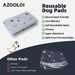 Reusable Pet Pee Pads, AZOOLOI 4 Pack 18"x24" Ultra-Absorbent Washable Puppy Pads with Non-Slip Grip and Cute Print, Leak-Proof Dog Pee Pad for Training, Whelping, Housebreaking, Incontinence, Playpen