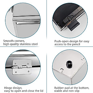 Creproly Stainless Steel Pencil Dispenser/Pen Holder for Classroom Home Restaurant for Bulk Pencils Storage/Unwrapped Drinking Straws Storage (Silver)