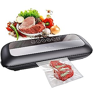 TRUDIN Food Vacuum Sealer Machine With 【Dry & Moist】 Sealing Modes, Automatic Vacuum Sealer for Food Preservation With Starter Kit, Built in Cutter, Led Indicator, Easy to Clean Storage
