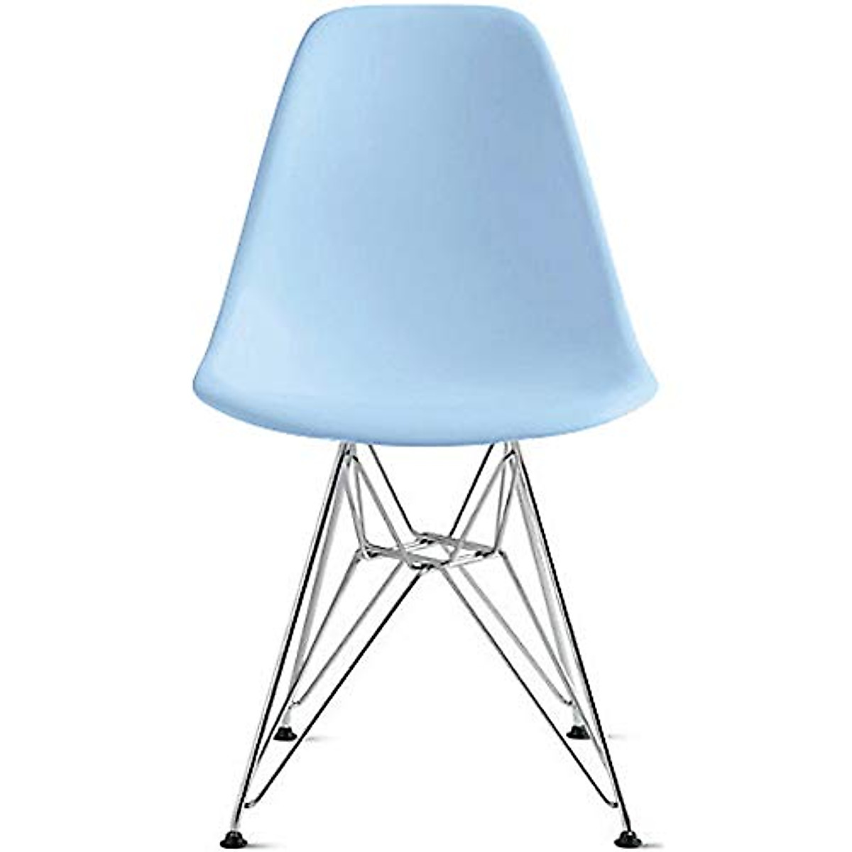 2xHome Eiffel Wire Legs and Armless Seat for Dining Room Blue Plastic Side Chair with Chrome Plated
