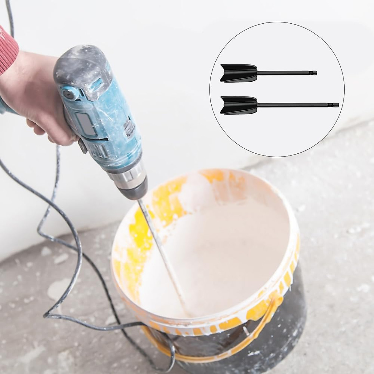 QWLWBU 6Pcs Drill Mixer Attachment,Mixer Drill Attachment Resin Mixer Paddles Epoxy Mixer Attachment for Powerful Mixing Paint Stirrer Drill Attachment for Resin, Silicone Mixing(Black)