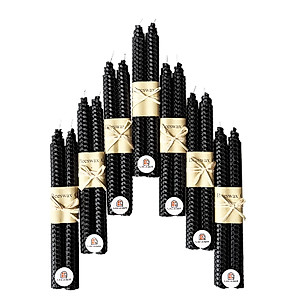 Lacaser Beeswax Black Taper Candles Set of 14 pcs, 9" Long Black Candlesticks, Smokeless & Unscented, Burning Time 4 Hours