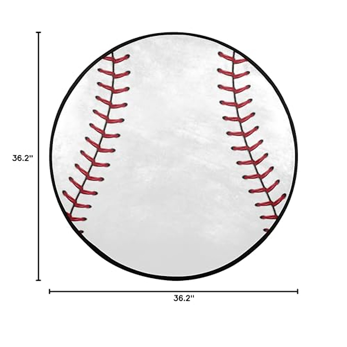 Round Area Rug, Baseball Sport Theme 3ft Diameter Non-Slip Circle Rugs Soft Throw Rugs Machine Washable Floor Carpet for Sofa Living Room Bedroom Nursery Kids Playroom Decor