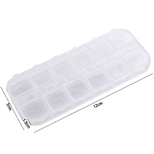 Pokinge 12 Grid Clear Plastic Jewelry Box Organizer 5Pcs Clear Bead Storage Box for Jewelry, Nails, Art DIY, Craft Storage, Glitters Collection