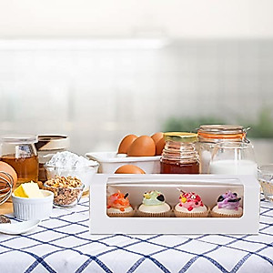 Cookie Boxes Swiss Roll Cake Box Cake Boxes White Bakery Boxes with Clear Display Window Mini Cupcake Box Pastry Packaging Box for Chocolate Cupcakes Breads Muffins Pastries Donuts (40 Pieces)